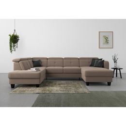 Sit & More sit&more Wohnlandschaft &raquo;Belluci U-Form&laquo; Kopfteilverstellung und Federkern, wahlweise mit Schlaffunktion grau B/H/T: 321cm x 85cm x 195cm, Struktur 
