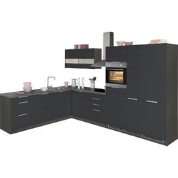 KOCHSTATION Winkelk&uuml;che &raquo;KS-Luhe&laquo; Stellbreite 240x330 cm, wahlweise mit oder ohne E-Ger&auml;ten, MDF-Fronten grau B/H/T: 240cm x 60cm, ohne E-Ger&auml;te