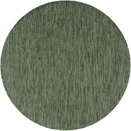 Paco Home Teppich &raquo;Roma 272&laquo; rund 4 mm H&ouml;he Flachgewebe, meliert, mit dezenter Bord&uuml;re, In- und Outdoor geeignet gr&uuml;n Polypropylen &Oslash; 120cm 1 Stk., 4mm, &Oslash; 120cm