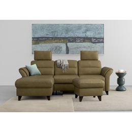 Sit & More sit&more Ecksofa &raquo;Mellum L-Form&laquo; Federkern, optional Schlaffunktion, Bettkasten & Armteilfunktion gr&uuml;n 100% Polyester B/H/T: 250cm x 87cm x 163cm, 