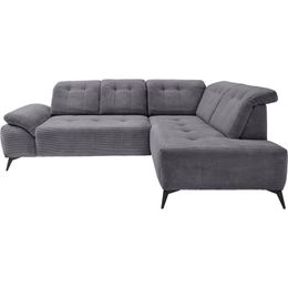 Home Affaire Ecksofa &raquo;Lazio modern und bequem, schmale Armlehnen, tolle Detailverarbeitung&laquo; zwei verschiedene Fu&szlig;farben w&auml;hlbar grau 93% Polyester, 7%