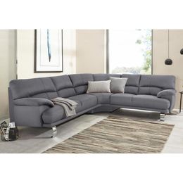 Trendmanufaktur Ecksofa &raquo;Cecilia II, in italienischen Design, bequem, hoher Sitzkomfort, L-Form&laquo; extrabreite Armlehnen f&uuml;r noch mehr Sitzkomfort grau 