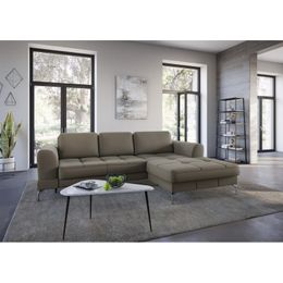 Sit & More sit&more Ecksofa &raquo;Bendigo L-Form&laquo; inklusive Sitztiefenverstellung, Bodenfreiheit 15 cm, 2 Fu&szlig;farben braun B/H/T: 284cm x 87cm x 175cm, NaturLEDER ,
