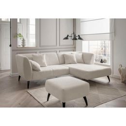 Home Affaire Ecksofa &raquo;Lazio modern und bequem, schmale Armlehnen, tolle Detailverarbeitung&laquo; Holzfu&szlig;farbe w&auml;hlbar, inkl. 4x Zierkissen beige 100% 