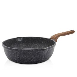 Kr&uuml;ger Bratpfanne &raquo;Aluguss Pfanne tief Texas, 28 cm&laquo; Aluminiumguss 1 Stk. tlg. f&uuml;r Induktions-Kochfelder geeignet grau &Oslash; 28cm + H&ouml;he 8,5cm