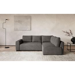 COTTA Ecksofa &raquo;Giro L-Form, Ottomane, Breite 252 cm&laquo; wahlweise mit Bettkasten und Trendbezug CORD! grau B/H/T: 252cm x 86cm x 170cm, Chenille-Struktur