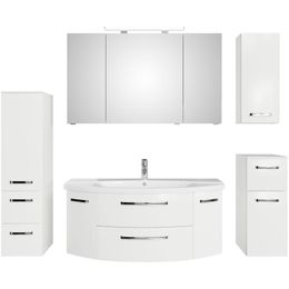 Badm&ouml;bel-Set &raquo;Serie 4010 5-teilig Keramik-Waschtisch mit LED-Spiegelschrank&laquo; Set wei&szlig; Holzwerkstoff B/H/T: 180,5cmcm x 200cmcm x 48cmcm