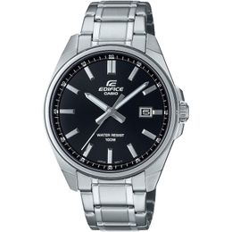 CASIO EDIFICE Herren CASIO EDIFICE Quarzuhr Armbanduhr, Herrenuhr, bis 10 bar wasserdicht, Datum, Edelstahlarmband silber Einheitsgr&ouml;&szlig;e