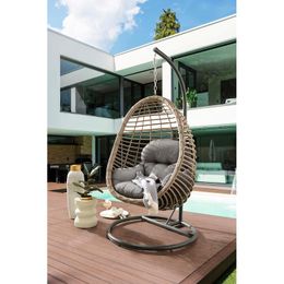Destiny H&auml;ngesessel &raquo;COCO SUNRISE&laquo; Stahl, Polyrattan, mit Gestell, inkl. Auflagen grau Obermaterial: 100% Polyester. F&uuml;llung: 50% Polyester, 50% Polyurethan B