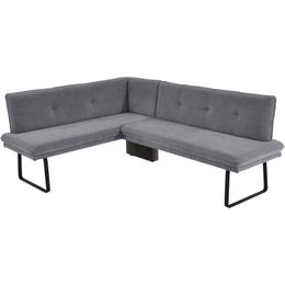 K+w Komfort & Wohnen K+W Komfort & Wohnen Eckbank 1 Stk. tlg. Polstereckbank in Spitzkissenoptik, Sitz und R&uuml;cken gesteppt grau B/H/T: 157cm x 87cm x 207cm, Flachgewebe 