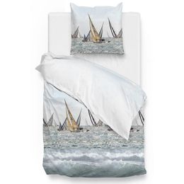 ZO HOME Bettw&auml;sche &raquo;Kacie&laquo; 2 Stk. Bettw&auml;sche aus 100% Baumwolle, hochwertiges Mako-Satin blau Mako-Satin, Obermaterial: 100% Baumwolle B/L: 155cm x 