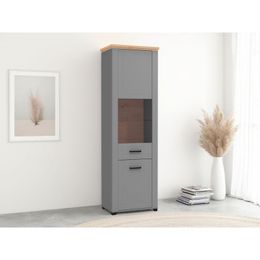 Home Affaire Vitrine &raquo;Valencia&laquo; T&uuml;ren und Einlegeb&ouml;den mit 4mm-Sicherheitsglas grau Glas, Holzwerkstoff, MDF Graphite grau, B/H/T: 60,5cm x 194,5cm x 