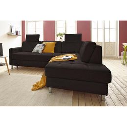 Sit & More sit&more Ecksofa &raquo;Pablo L-Form&laquo; wahlweise mit Schlaffunktion und Bettkasten schwarz Luxus-Microfaser ALTARA NUBUCK (100% Polyester) / Struktur fein (