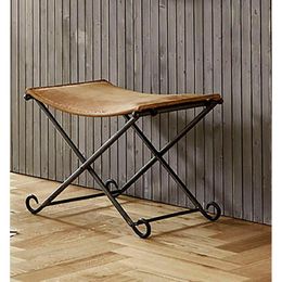 HAKU Hocker &raquo;Pouf, Schemel, Stockerl&laquo; rechteckig - aus Leder Braun - B/T/H 58/50/49 cm braun B/H/T: 58cm x 49cm x 50cm, Leder