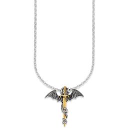 Bruno Banani Herren Kette mit Anh&auml;nger &raquo;Schmuck Geschenk Halskette Drache Schwert Kreuz Ankerette&laquo; gelb Edelstahl, L: 55 B: 3mm