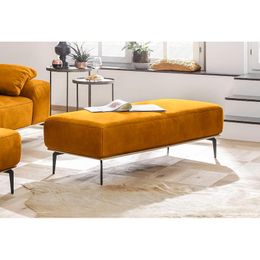 W.Schillig Polsterhocker &raquo;run&laquo; mit Holzsockel, F&uuml;&szlig;e in Schwarz pulverbeschichtet, Breite 150 cm gelb Stoff S37 (100% Polyester);ROHLEDER Chenille-