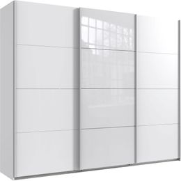wimex Schwebet&uuml;renschrank &raquo;Norderstedt&laquo; INKLUSIVE 2 Stoffboxen und 2 zus&auml;tzliche Einlegeb&ouml;den, mit Glast&uuml;r wei&szlig; Holzwerkstoff Wei&szlig;, B/H/T: 270cm x 236cm x 