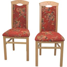 HOFMANN LIVING AND MORE Esszimmerstuhl (Set) 2 Stk. rot Polyester B/H/T: 45cm x 95cm x 49cm, 2 Stk., Polyester Webstoff gemustert