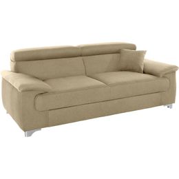 DOMO collection 2-Sitzer &raquo;Mira inklusive Kopfteilverstellung f&uuml;r mehr Wohlf&uuml;hlkomfort&laquo; elegant und modern, komfortabel, frei im Raum stellbar beige 