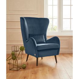 Home Affaire Sessel &raquo;Sallito, Ohrensessel, TV-Sessel&laquo; f&uuml;r Wohnzimmer, auch in Samtcord blau Struktur Hahnentritt (67% Polypropylen, 33% Polyester);