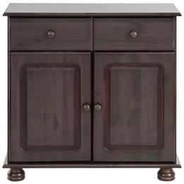 OTTO home Sideboard &raquo;Mette&laquo; Kommode mit gefr&auml;sten, kugelf&ouml;rmigen F&uuml;&szlig;en, Breite 80 cm braun Massivholz B/H/T: 80cm x 77cm x 34cm, 1 Stk., Kiefer, 2 Stk