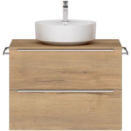 Nobilia Badm&ouml;bel-Set &raquo;Alvene&laquo; vormontiert, mit Soft-Close, 1 Stk. tlg. braun B/H/T: 80,3cmcm x 74,2cmcm x 48,5cmcm, Griffe edelstahlfarbig