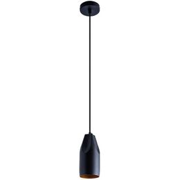 Paco Home Pendelleuchte &raquo;HURLEY I&laquo; E27 H&auml;ngelampe Esszimmer K&uuml;chenlampe H&auml;ngend Esstischlampe Innen Gold schwarz 1, &Oslash; 12cm H: 180cm