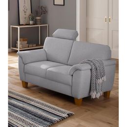 OTTO home 2-Sitzer &raquo;Texel&laquo; mit Federkern und Kontrastnaht, F&uuml;&szlig;e Buche eichefarben grau Struktur ( 100% Polyester);Struktur fein ( 100% Polyester);