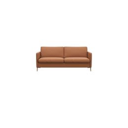 FLEXLUX 2,5-Sitzer &raquo;Fiore, super bequem durch Kaltschaum im Sitz&laquo; schmale Armlehnen, F&uuml;&szlig;e Alu+ Eiche braun 100% Echteder B/H/T: 181cm x 85cm x 92cm, 
