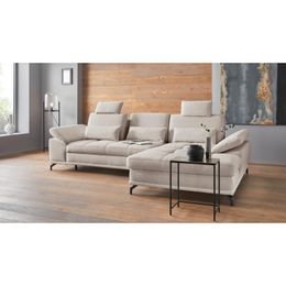 OTTO home Ecksofa &raquo;Costello L-Form, B: 301cm, Sitztiefen & Armteilverstellung, Federkern&laquo; 3 Nierenkissen, optional Schlaffunktion & Bettkasten beige 