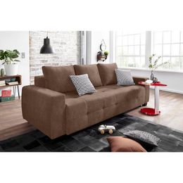 OTTO home Schlafsofa &raquo;Bella, B: 241 cm, Liegefl. 142x194 cm&laquo; Schlaffunktion, Bettkasten & 2 Zierkissen, Federkern braun Zierkissen: 100% Polyester;