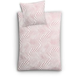 Kleine Wolke Bettw&auml;sche &raquo;Macra&laquo; 2 Stk. mit grafischem Print rosa Mako-Satin, Obermaterial: 100% Baumwolle B/L: 135cm x 200cm, Mako-Satin, B/L: 80cm x 80cm, 2 Stk.