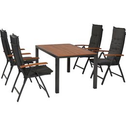 Merxx Garten-Essgruppe &raquo;Thasos&laquo; Set, 9 tlg. inkl. 4 Klappsessel, 4 Auflagen, 1 Tisch Aluminium B/H/T: 59,7cm x 114cm x 64,5cm