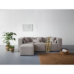 Home Affaire 3-Sitzer &raquo;Sundstrup L-Form&laquo; Modulserie, individuelle Zusammenstellung grau 100% Polyester B/H/T: 256cm x 76,5cm x 93cm, Samtoptik