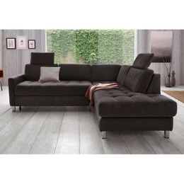 Sit & More sit&more Ecksofa &raquo;Pablo L-Form&laquo; wahlweise mit Schlaffunktion schwarz Struktur fein (100% Polyester);Struktur (100% Polyester) B/H/T: 233cm x 78cm x 