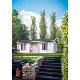 Palmako Gartenhaus &raquo;Ferienhaus Anna&laquo; inklusive Fu&szlig;boden beige Massivholz Fu&szlig;boden im Gartenhaus, ohne Dacheindeckung