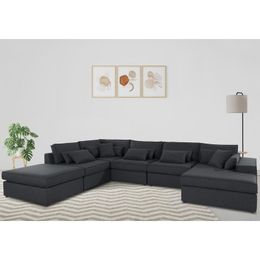 OTTO home Wohnlandschaft &raquo;Florid U-Form&laquo; 6 Teile, bestehend aus Modulen, viele Bezugsqualit&auml;ten, auch in Cord grau Baumwollmix (60% Baumwolle/40% 