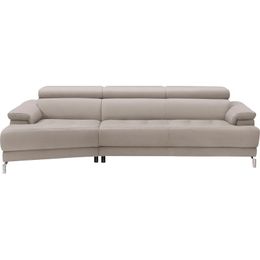 Egoitaliano Ecksofa &raquo;Soul, extravagantes Designsofa, Megasofa, super bequem, tolle Details&laquo; mit Trapez-Abschlu&szlig;element, inkl verstellbarer Kopfteile grau Leder &raquo;