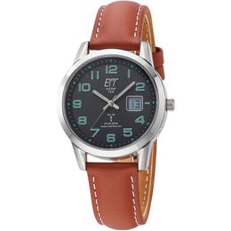 ETT Damen ETT Funkuhr &raquo;Gobi Lady&laquo; Armbanduhr, Damenuhr, Solar, Datum, Lederarmband braun Einheitsgr&ouml;&szlig;e