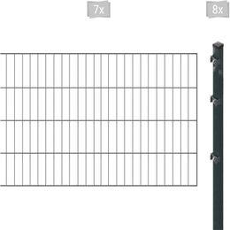 Arvotec Einstabmattenzaun &raquo;ESSENTIAL 80 zum Aufschrauben&laquo; Zaunh&ouml;he 80 cm, Zaunl&auml;nge 2 - 60 m grau Kunststoff, Stahl H/L: 80cm x 14m, Pfosten: 8 Stk.