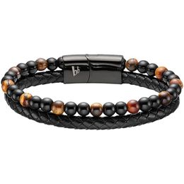 Bruno Banani Lederarmband &raquo;Schmuck&laquo; mit Tigerauge (synth.) braun 21cm, Edelstahl Leder
