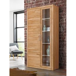 OTTO home Vitrine &raquo;LOGO B/T/H: 90/42/190cm,10F&auml;cher, 1 Holzt&uuml;r, 1 Glast&uuml;r, viel Stauraum&laquo; Fronten aus Massivholz, Korpus aus farblich abgestimmter 
