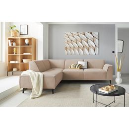 DOMO collection Ecksofa &raquo;Amora, bequem und zeitlos, L-Form&laquo; mit Federkern, Fu&szlig;h&ouml;he passend f&uuml;r g&auml;ngige Saugroboter! beige B/H/T: 263cm x 81cm x 191cm,