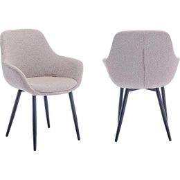 Salesfever Armlehnstuhl &raquo;Esszimmerstuhl mit elegantem Komfort&laquo; (Set) 2 Stk.moderner Boucl&eacute;-Bezug grau Metall, Polyester B/H/T: 64cm x 86cm x 59cm, 2 