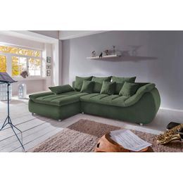 Home Affaire Ecksofa &raquo;Imola, bequem, aktuelle Steppung im Sitz, L-Form, Breite 270cm&laquo; wahlweise mit Bettfunktion gr&uuml;n Microfaser PRIMABELLE (100% 