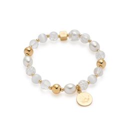 Leonardo Damen Leonardo Edelstahlarmband &raquo;gold Hope&laquo; mit Cat ́s Eye, Glasperle, Perle (imitiert) gold 16cm, Edelstahl Perlen