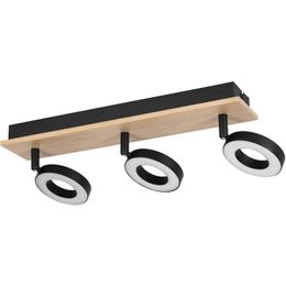 Eglo Deckenleuchte &raquo;Rielves Deckenlampe, Holz und Metall, Spotbalken schwenkbar, Lampe&laquo; LED-Modul 1 Stk. Warmwei&szlig; Spot - L40 x B7 x H17,5 cm - braun, 