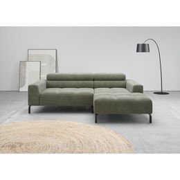 Home Affaire Ecksofa &raquo;Claya, 223 cm breit, L-Form, Kopfteilverstellung&laquo; Moderne Steppung, weicher Polsteraufbau & saugroboterfreundliche H&ouml;he gr&uuml;n 88%
