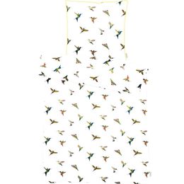 Apelt Bettw&auml;sche &raquo;Kolibri&laquo; 2 Stk. stylische bunte V&ouml;gel wei&szlig; Mako-Satin, Obermaterial: 100% Baumwolle B/L: 155cm x 220cm, 1 Stk., 1 Stk., Mako-Satin, 