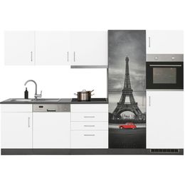 KOCHSTATION K&uuml;chenzeile &raquo;KS-Paris &ndash; K&uuml;chen mit einzigartigen Fotomotiven auf den Fronten&laquo; Breite 290 cm, wahlweise mit E-Ger&auml;ten und Induktion wei&szlig; B/